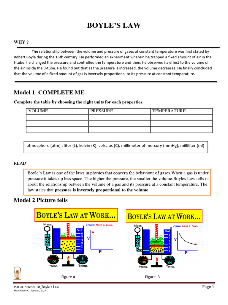 Pogil Boyles Law | PDF | Gases | Pressure