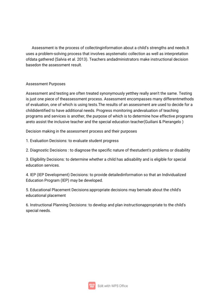 Understanding Child Assessment Methods | PDF