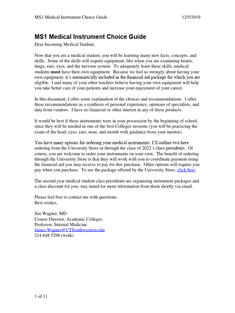 MS1 Med Instrument Guide | PDF