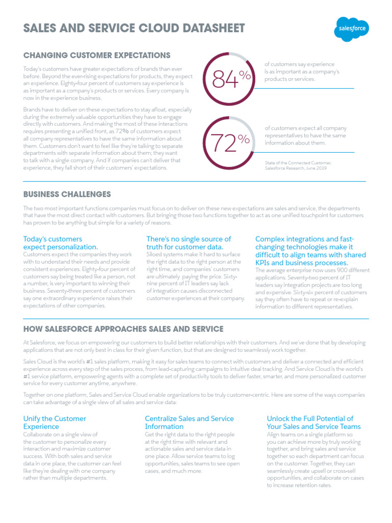 5 - Sales and Service Cloud Datasheet | PDF | Sales | Cloud Computing