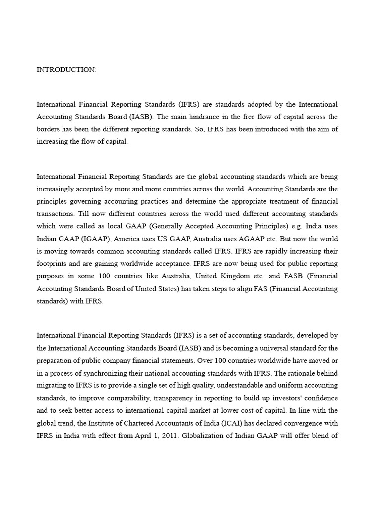 Harmonizing Financial Reporting A Study of International Financial Reporting Standards (IFRS ...
