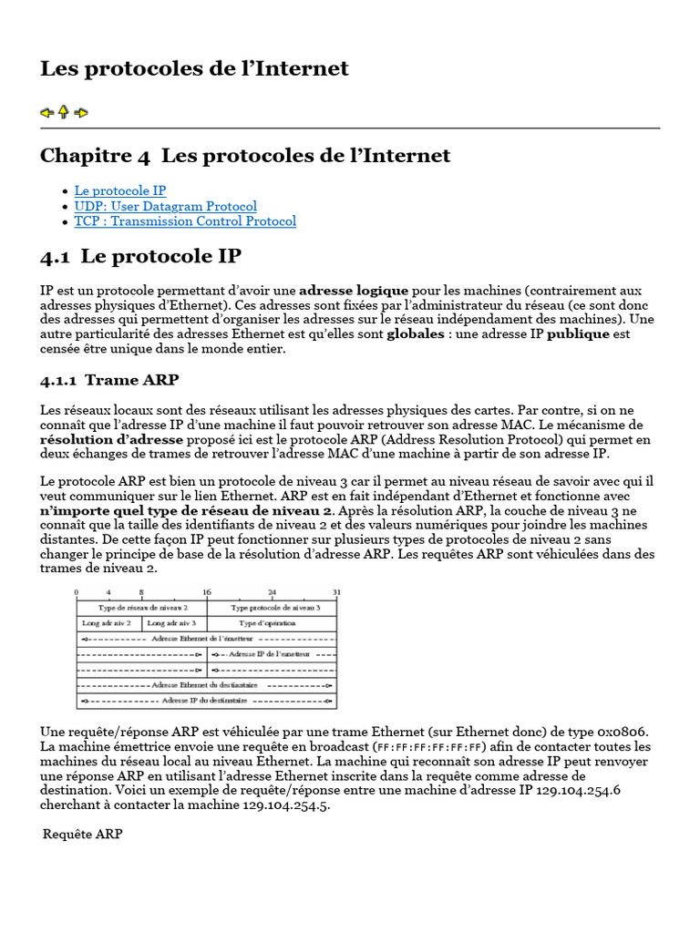 Protocoles Internet | PDF | Protocole de contrôle de transmission | Adresse IP