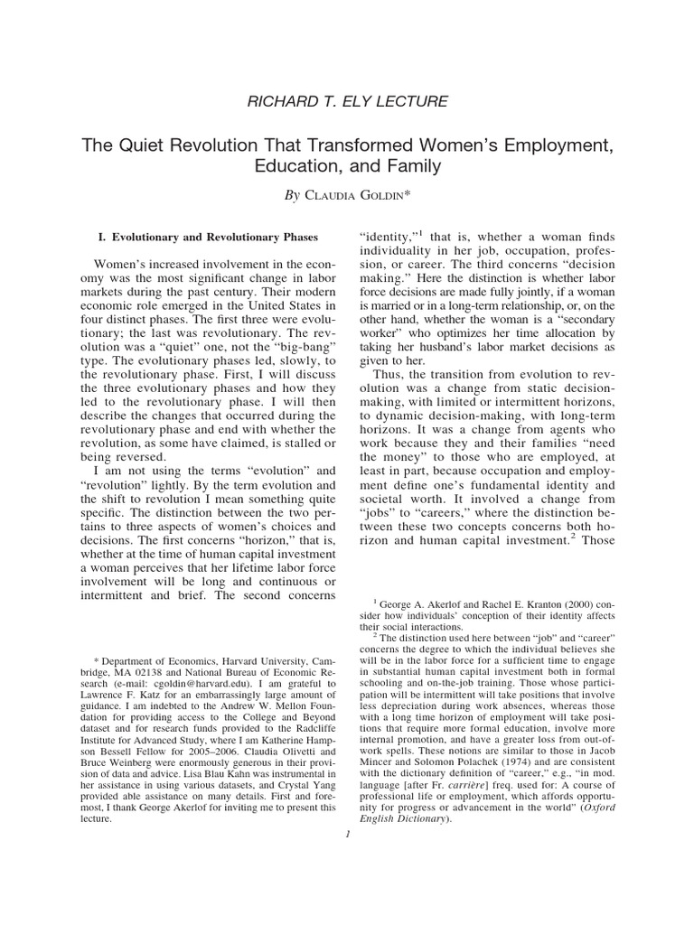 Goldin 2006 The Quiet Revolution That Transformed Women S Employment ...