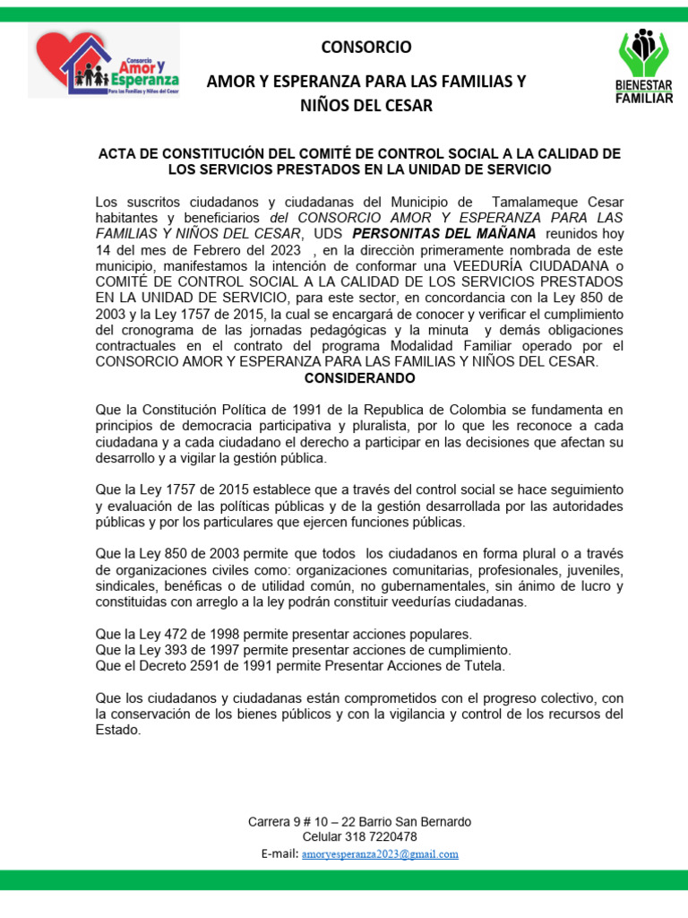 Acta Control Social | PDF | Gobierno