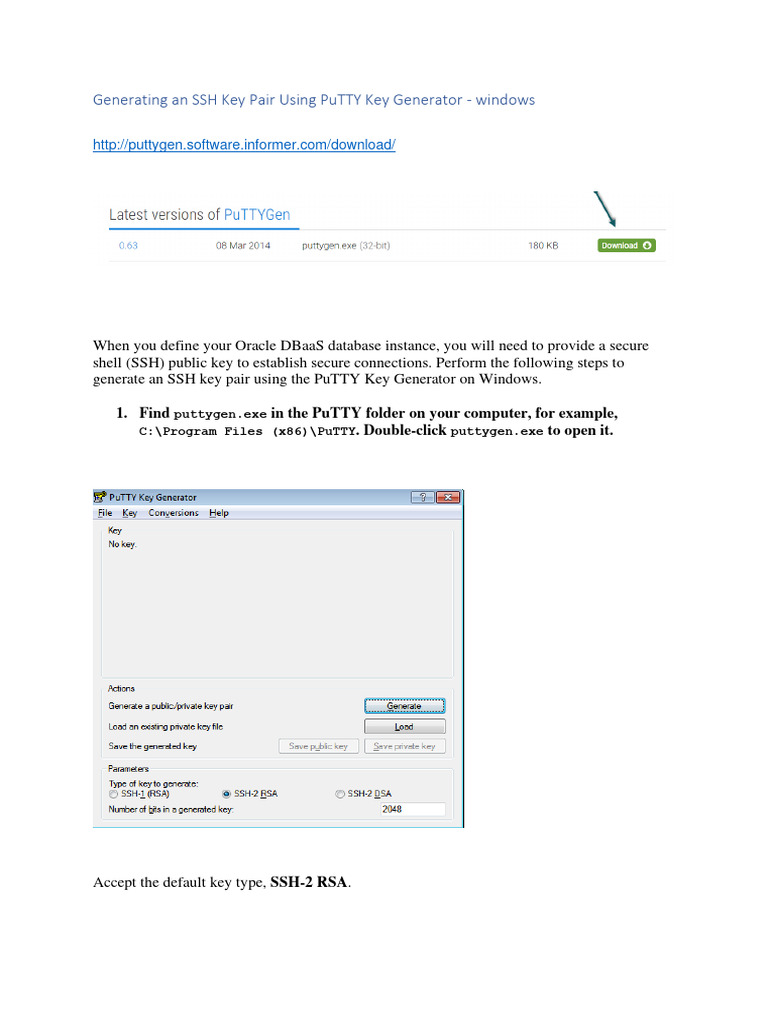 Generating An SSH Key Pair Using Putty Key Generator - Windows | PDF | Secure Shell | Computer File