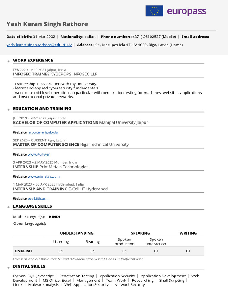 Yash Karan Singh Rathore Pdf Computing Computer Science