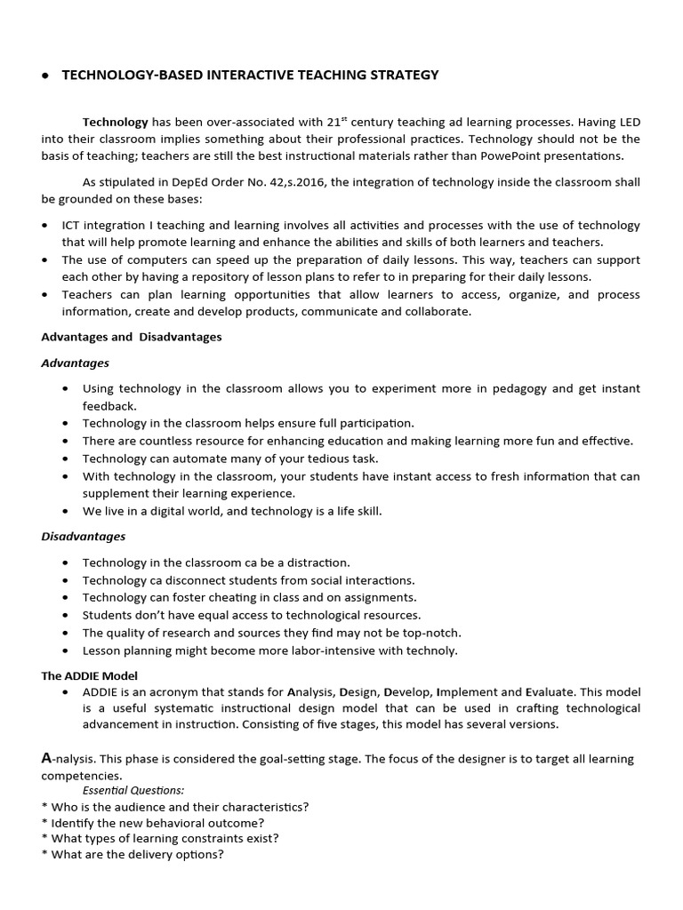 4 Technology Based Interactive Teaching Strategy | PDF | Educational ...
