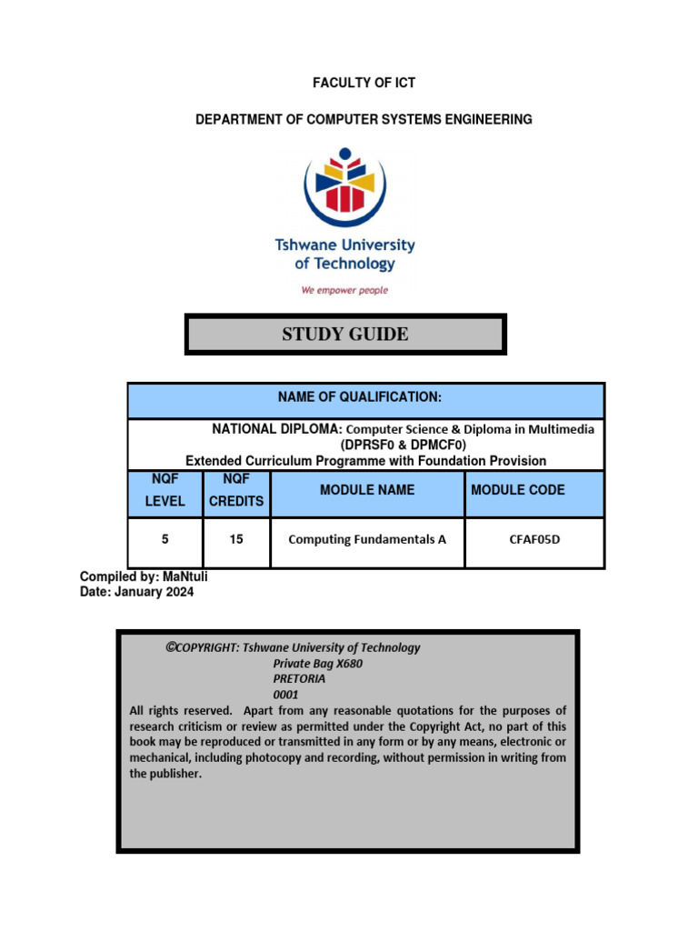 2024 - S1 - CFAF05D Study Guide v2 | PDF | Computer Hardware ...