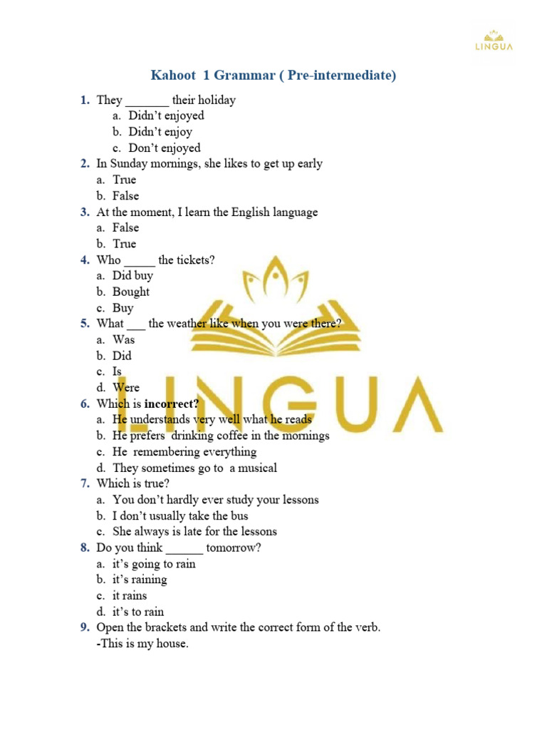 Kahoot 1 Grammar | PDF