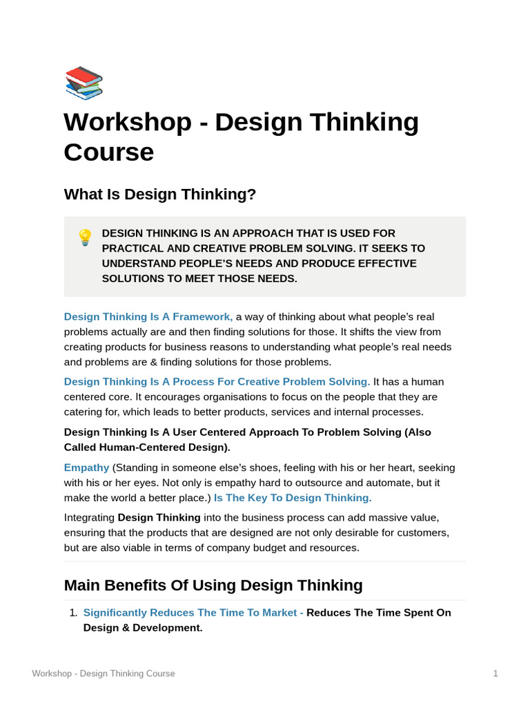 Design Thinking Workshop Overview | PDF | Design Thinking | Thought