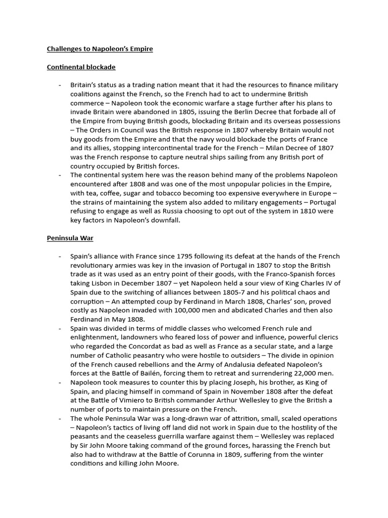 Challenges to Napoleon's Empire | PDF | First French Empire | Napoleon