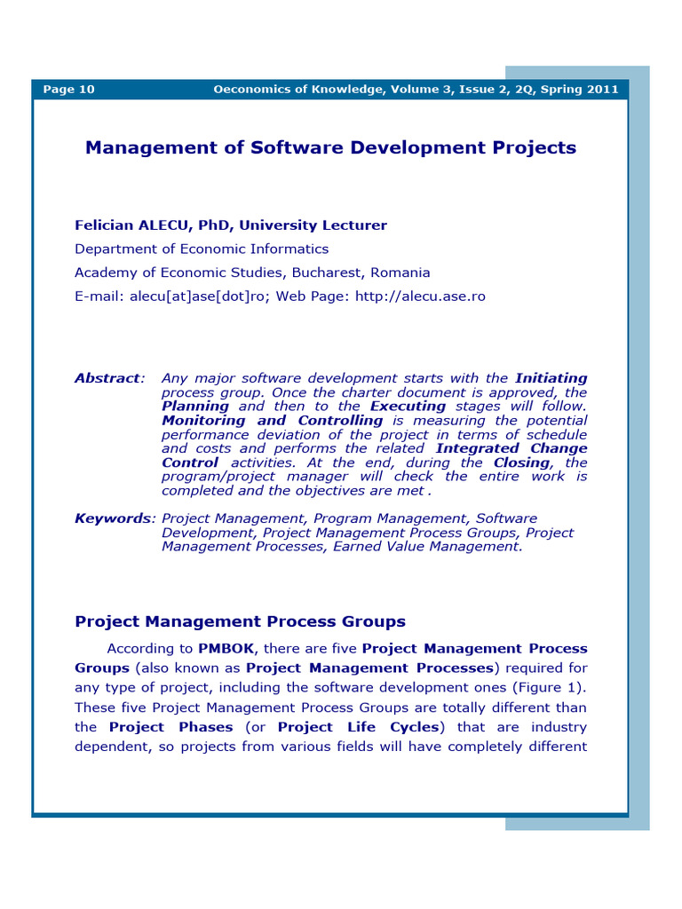 Management of Software Development Projects | PDF | Project Management | Business