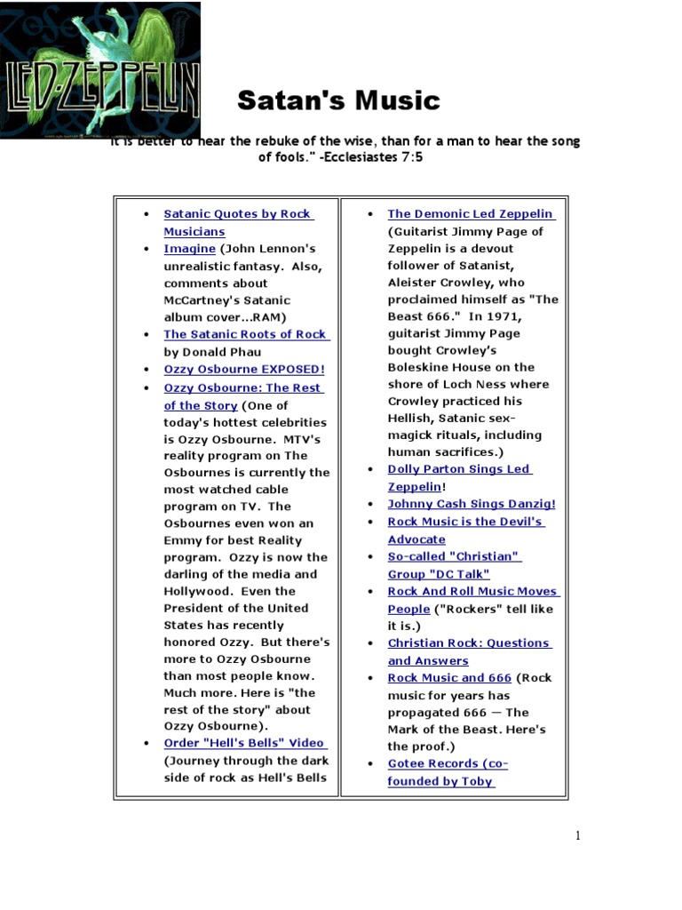 Satan Behind Rock Music | PDF | Ozzy Osbourne | The Beatles