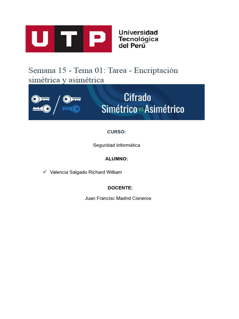 Semana15 - Tarea - Encriptación Simétrica y Asimétrica | PDF ...