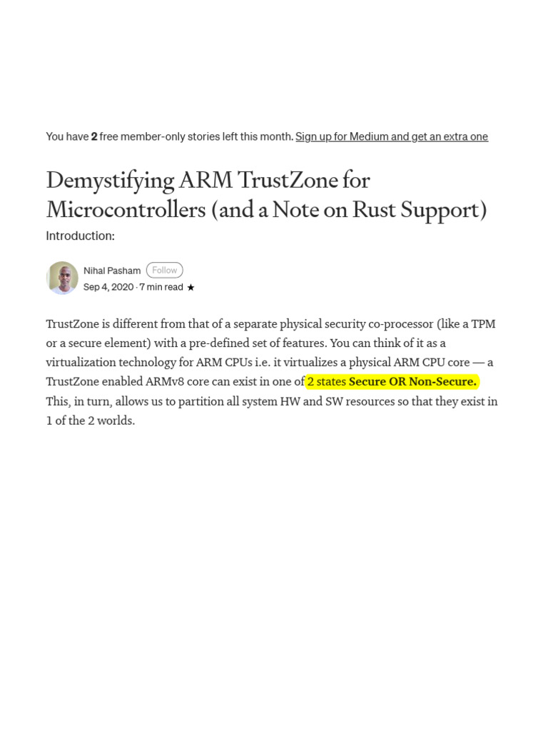 ARM BP Demystifying ARM TrustZone For Microcontrollers | PDF | Central Processing Unit ...
