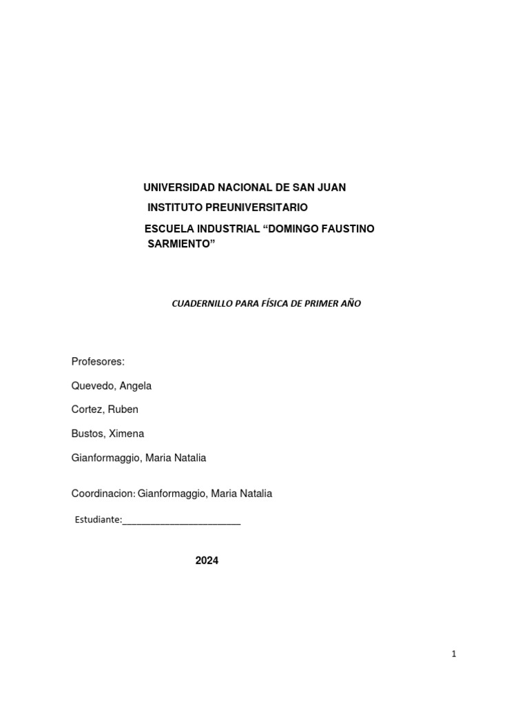 Cuadernillo 1er Año 2024 | PDF | Experimentar | Interacción fundamental