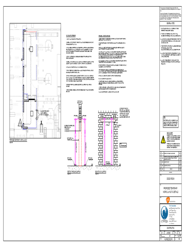 KIL2189_200_0010 - REV03 - Proposed Temporary Works Layout & Details | PDF | Concrete | Wall