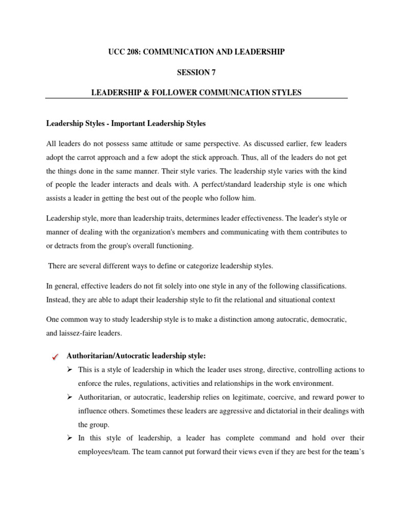 Leadership and Communication Styles | PDF | Leadership | Decision Making