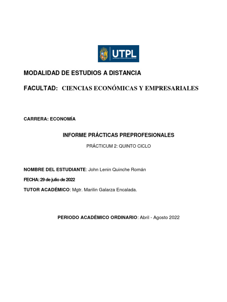 Guia de Informe Final Prácticas Utpl | PDF | Business | Contabilidad
