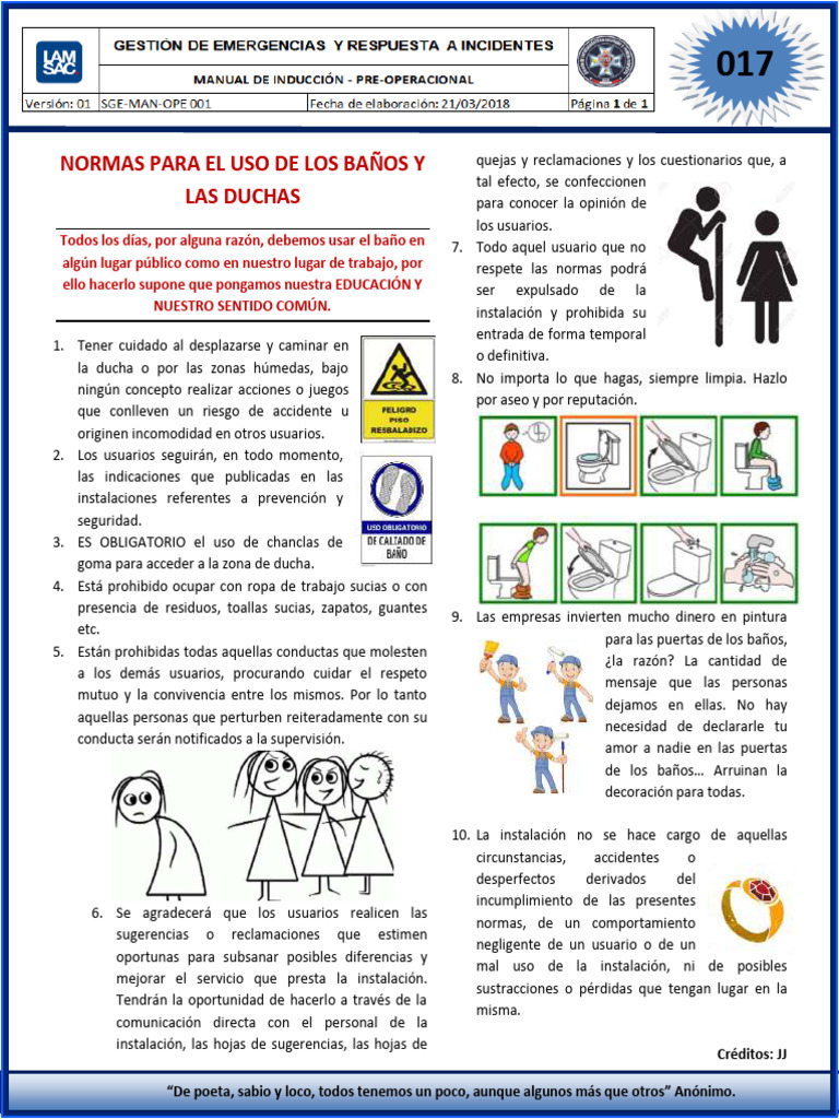 SGE-MAN-OPE-017 Uso de SSHH | PDF