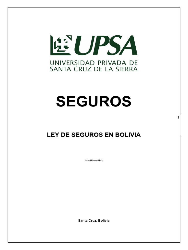 Ley de Seguros 1883 - Upsa 2-2020 | PDF | Seguro | Reaseguro