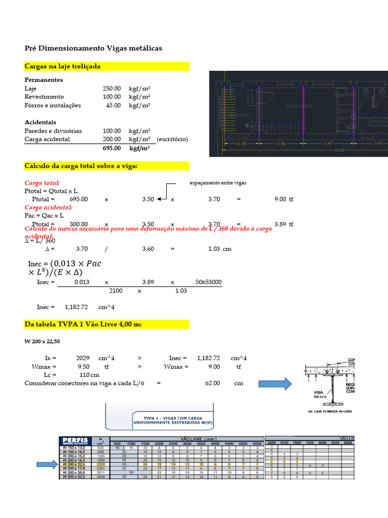 Pré Dimensionamento de Viga Metálica em Alvenaria | PDF | Engenharia Civil | Engenharia Civil