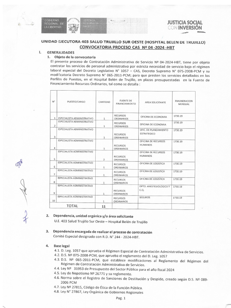 Convocatoria Cas #04-2024-HBT | PDF