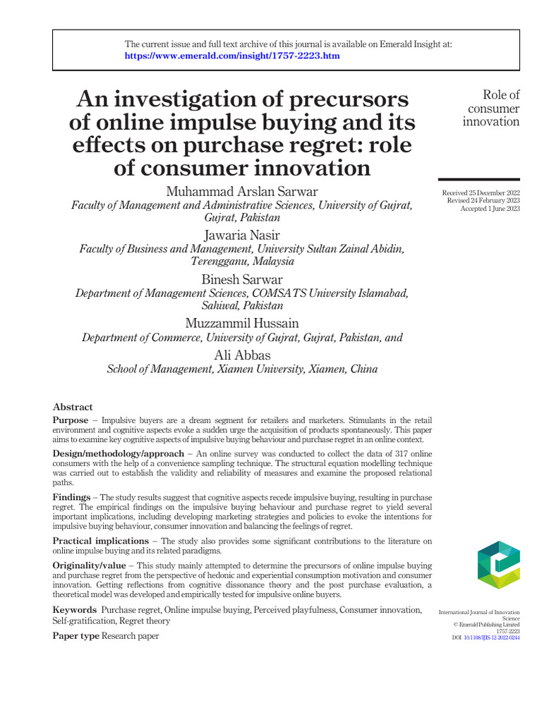 An Investigation of Precursors | PDF | Consumer Behaviour | Behavior