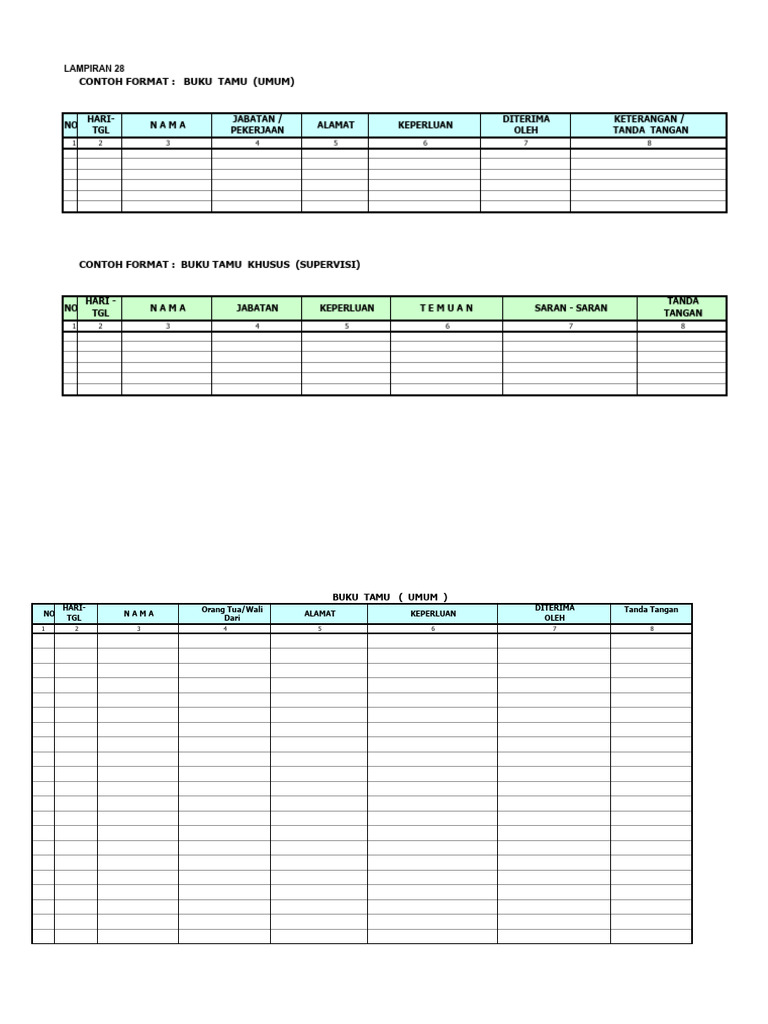 Form Buku Tamu | PDF