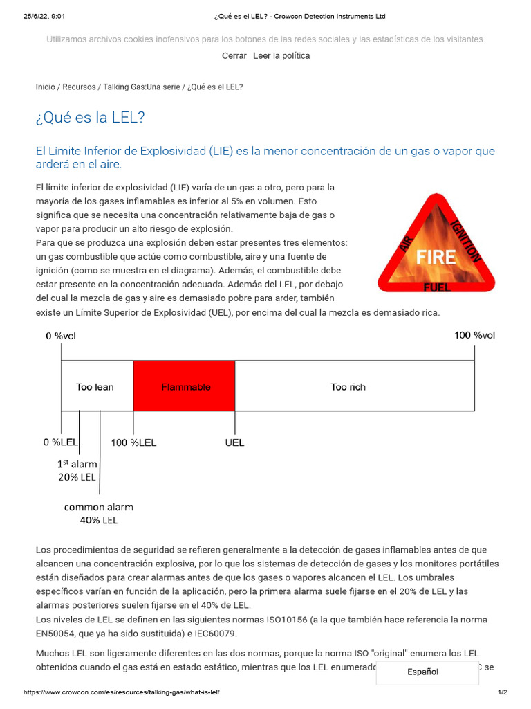 ¿Qué Es El LEL - Crowcon Detection Instruments LTD | PDF | Gases