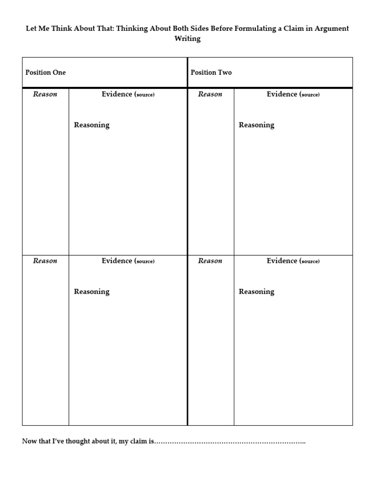 Argument Writing Graphic Organizer | PDF