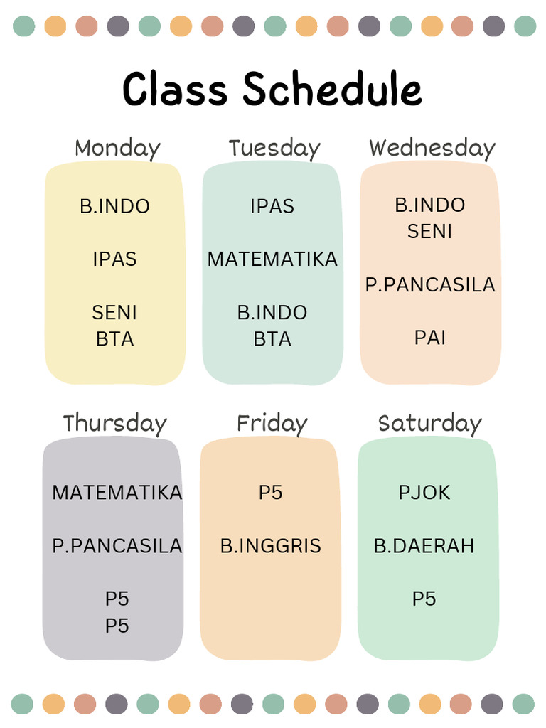 Green and Orange Creative Class Schedule | PDF