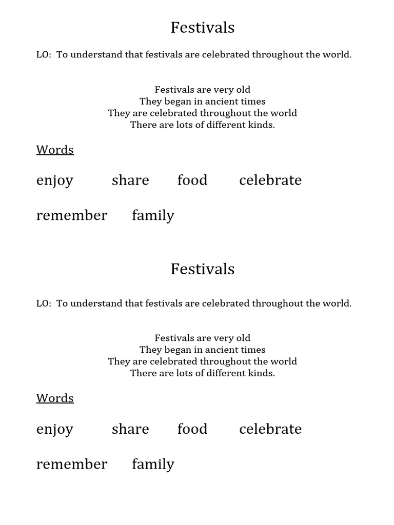 Festivals Word Banks | PDF | Easter | Lent