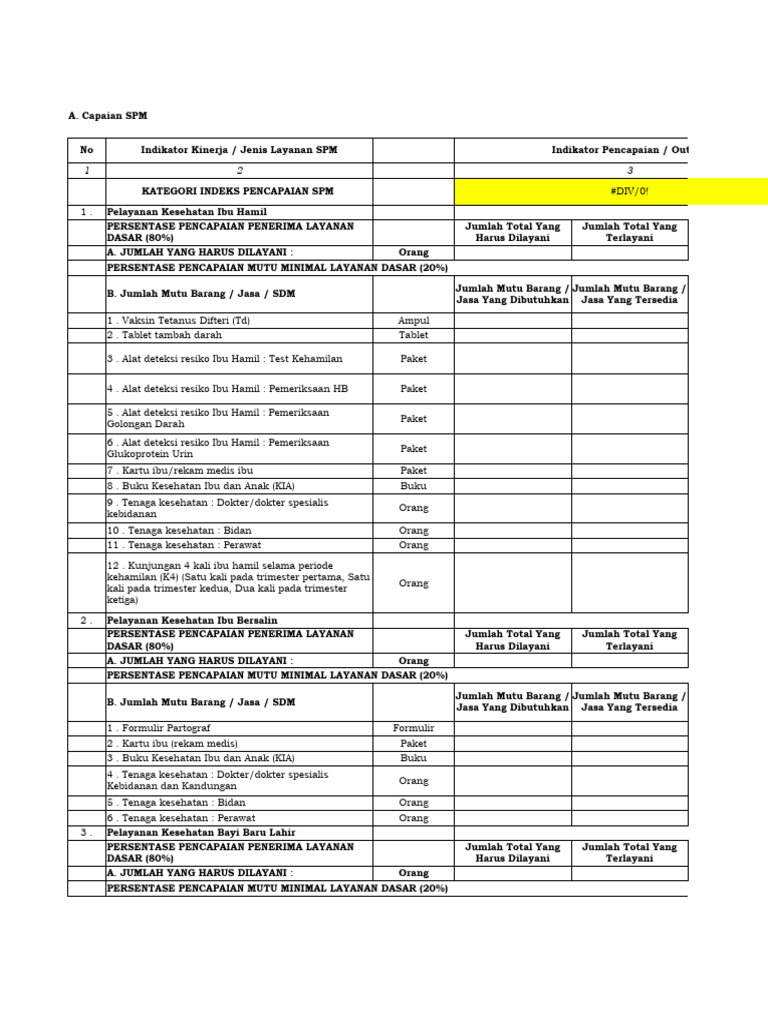 Format Laporan SPM Puskesmas Tahun 2024 | PDF