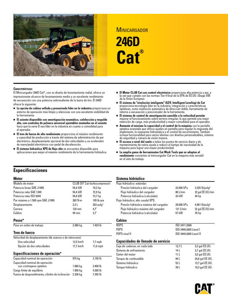 Ficha Tecnica Minicargador Cat 246D | PDF | Electrónica | Ingeniería