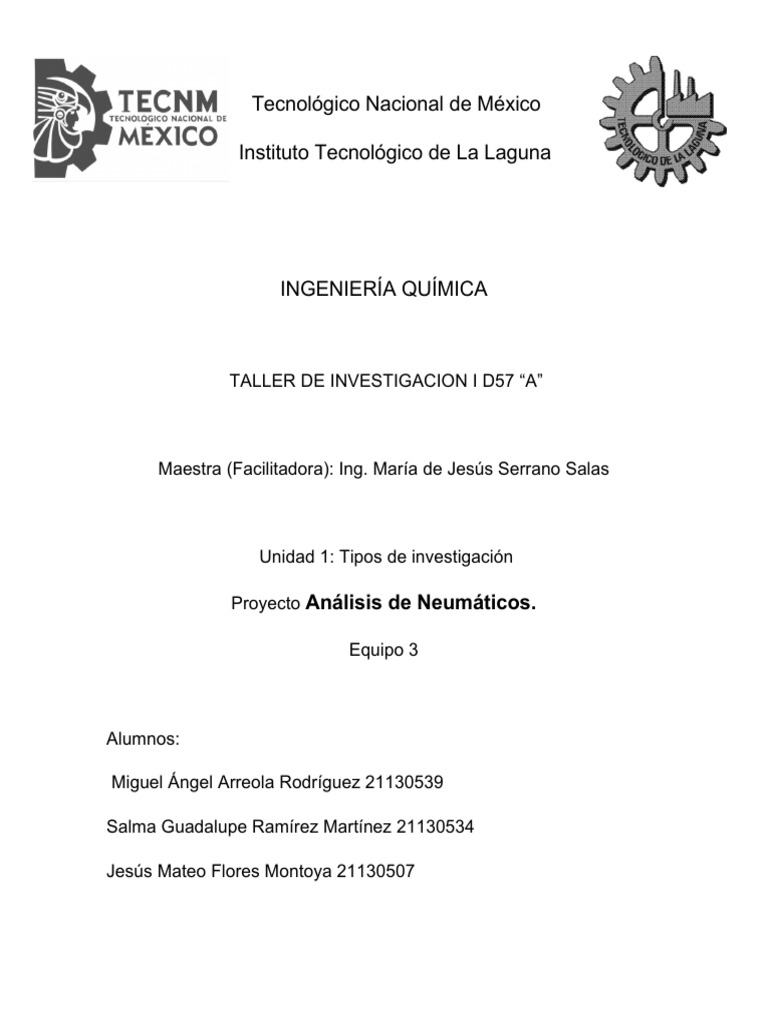 Proyecto De Taller De Investigacion Final Pdf Neumático