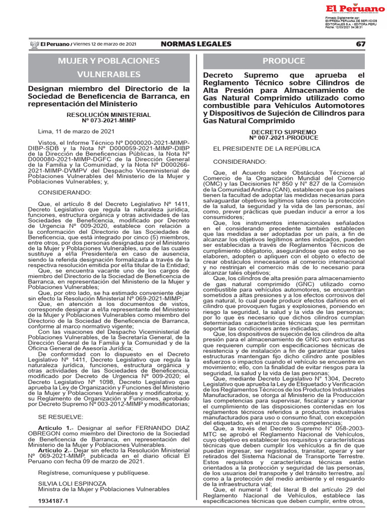 Publicacion Oficial - Diario Oficial El Peruano | PDF | Regulación | Perú