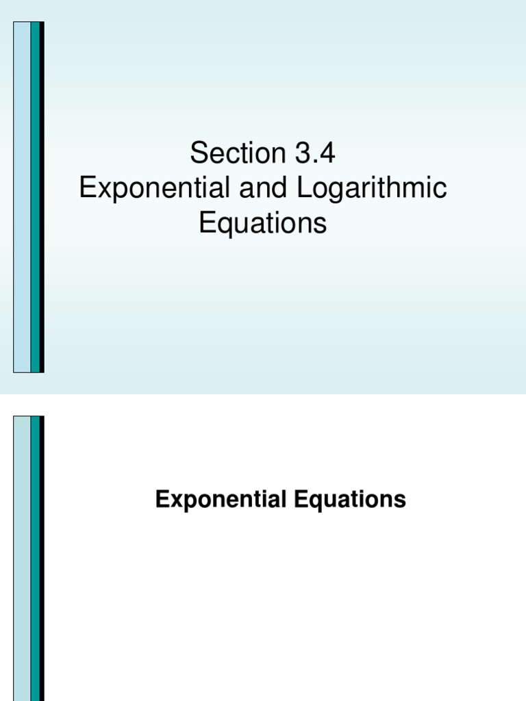 Exponential and Logarithmic Equations | PDF