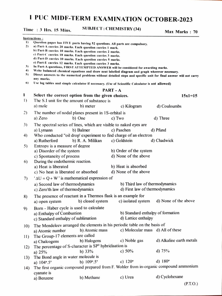 Chemistry Midterm Exam Guide | PDF | Chemical Bond | Hydrogen