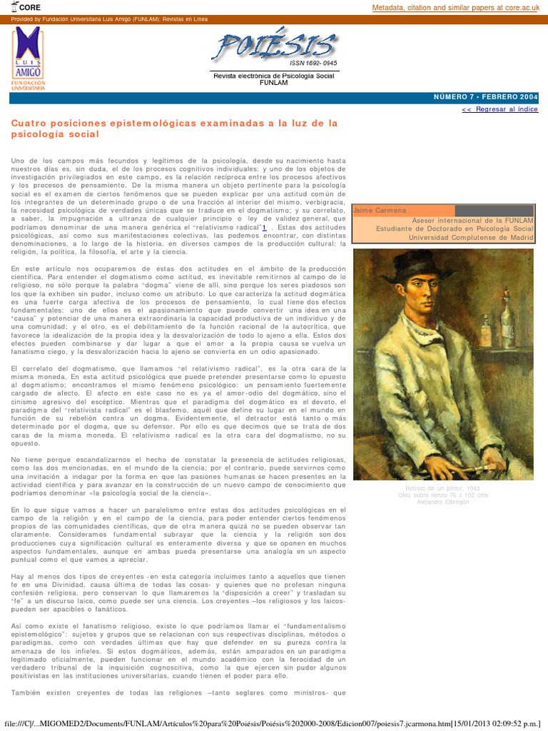 Cuatro Posiciones Epistemologicas Examin | PDF