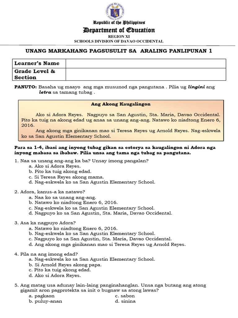 AP Grade1 TQ Q1 Final | PDF