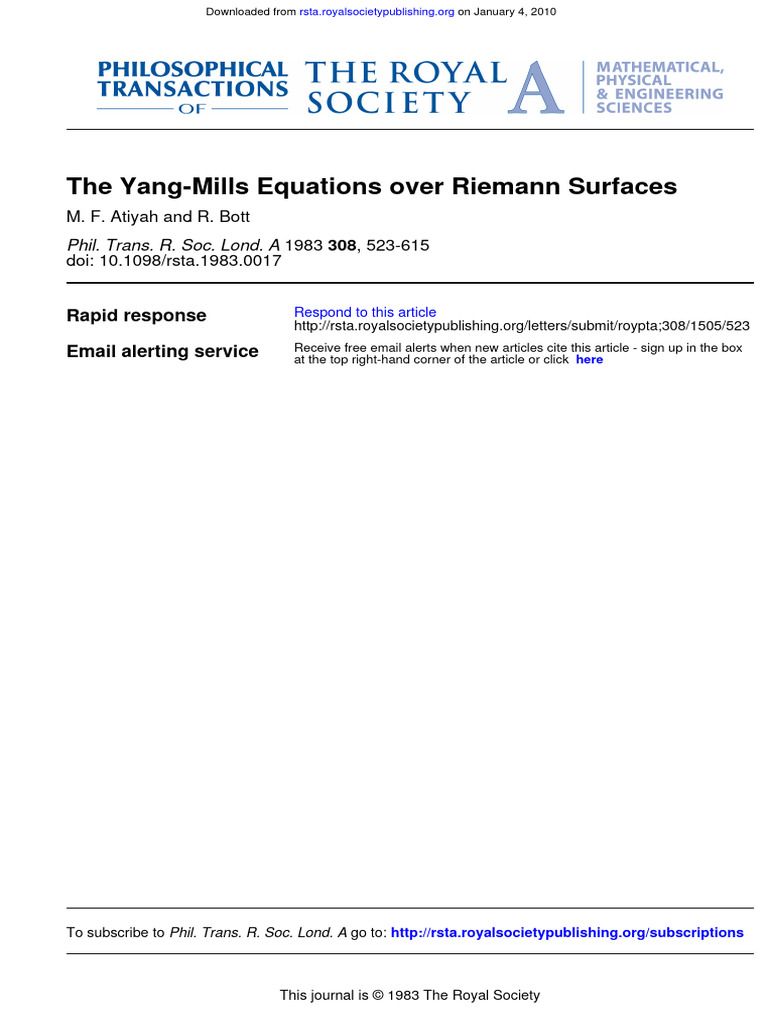 Atiyah Bott | PDF | Theoretical Physics | Mathematics