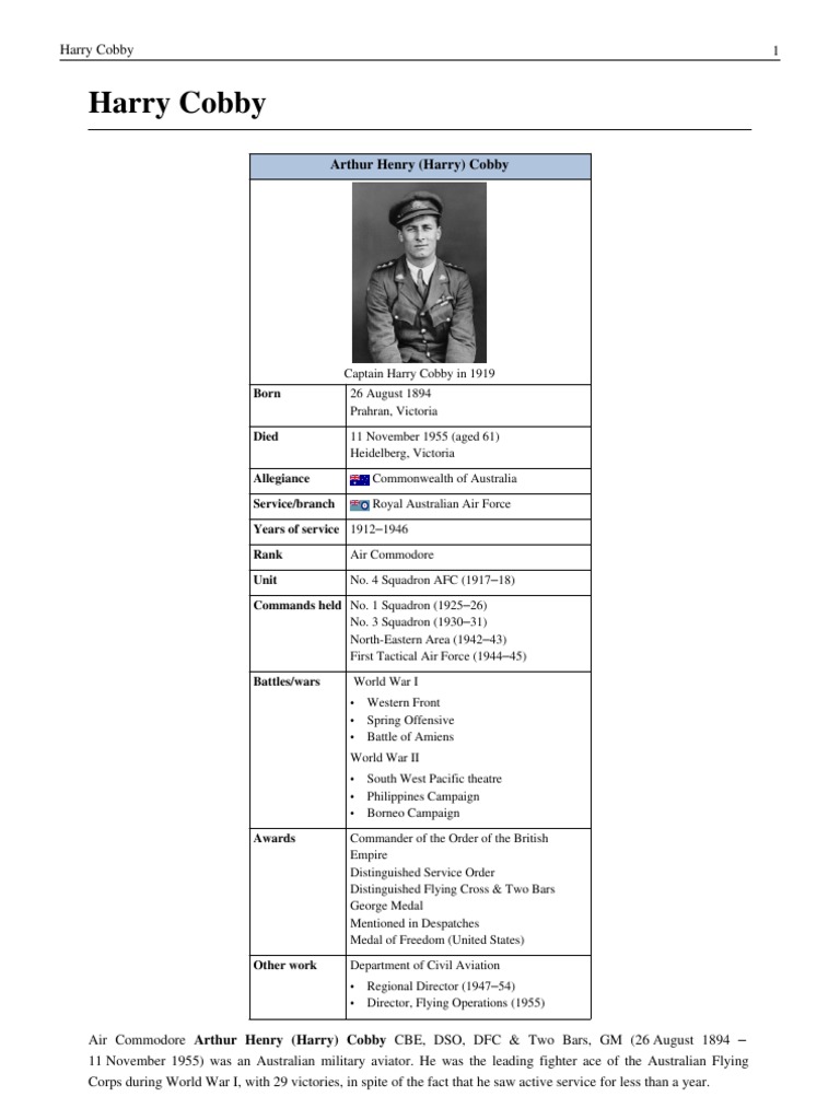 Harry Cobby | PDF | Military Air Services | Military Units And Formations