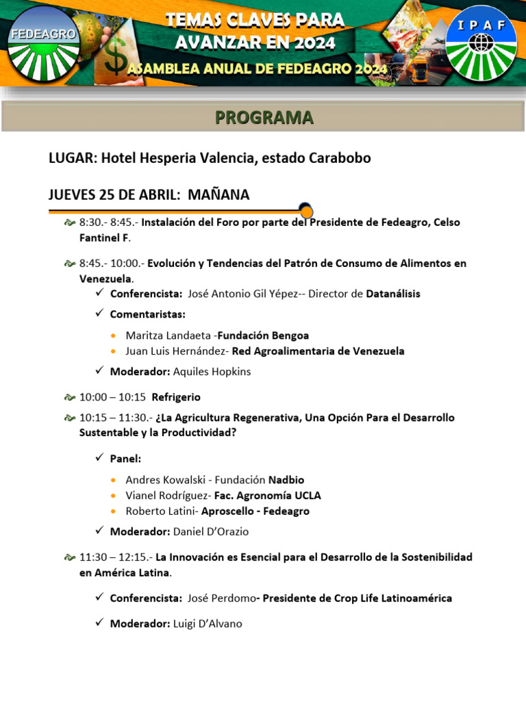 PROGRAMA ASAMBLEA 2024 CCB | PDF | Venezuela | Economias