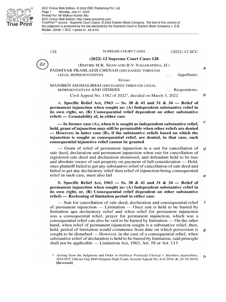 Padhiyar Prahladji Chenaji Vs Maniben Jagmalbhai and Ors 2022 12 SCC ...