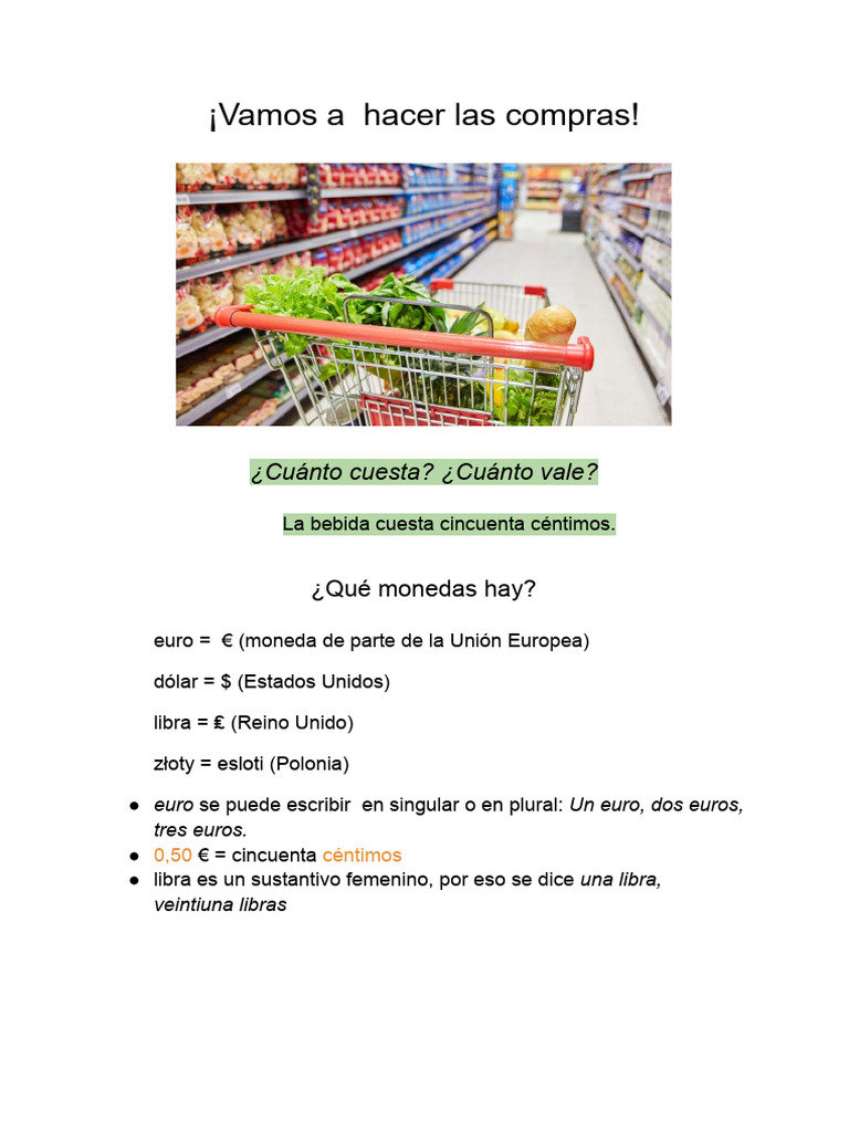 Las Compras en Español | PDF