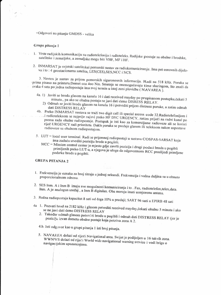 GMDSS GOC Ispitni Odgovori | PDF