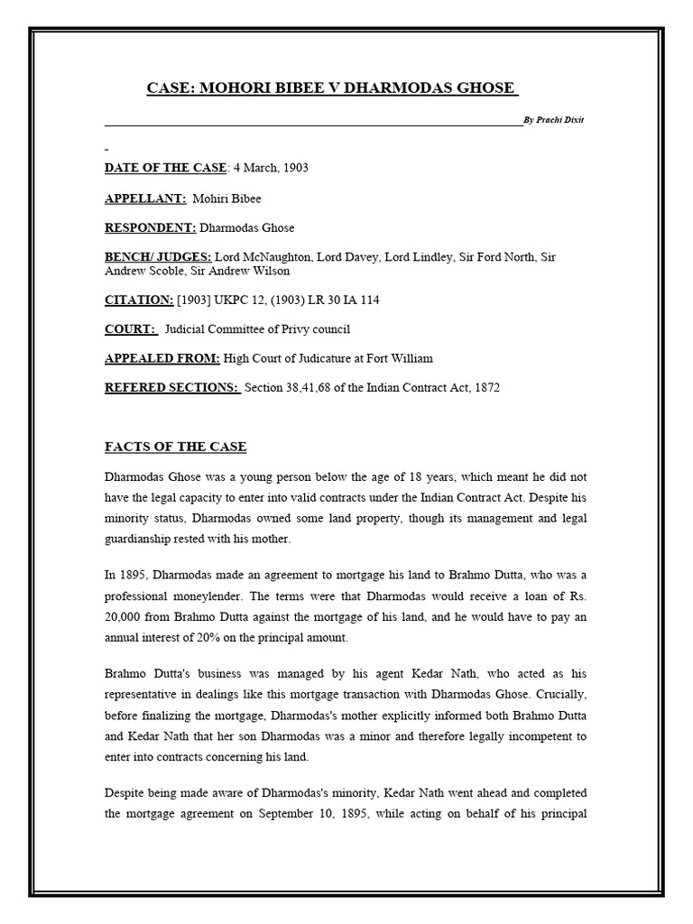 Dharmodas Ghose Case - Prachi Dixit | PDF | Estoppel | Lawsuit