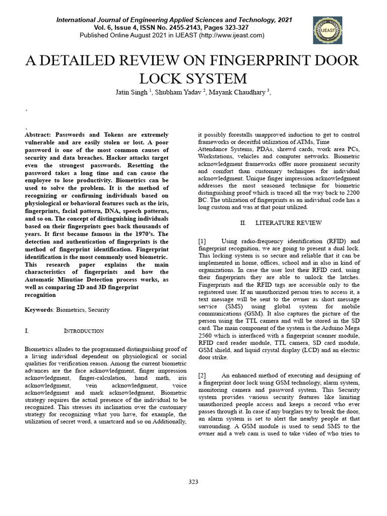Review Paper | PDF | Fingerprint | Biometrics