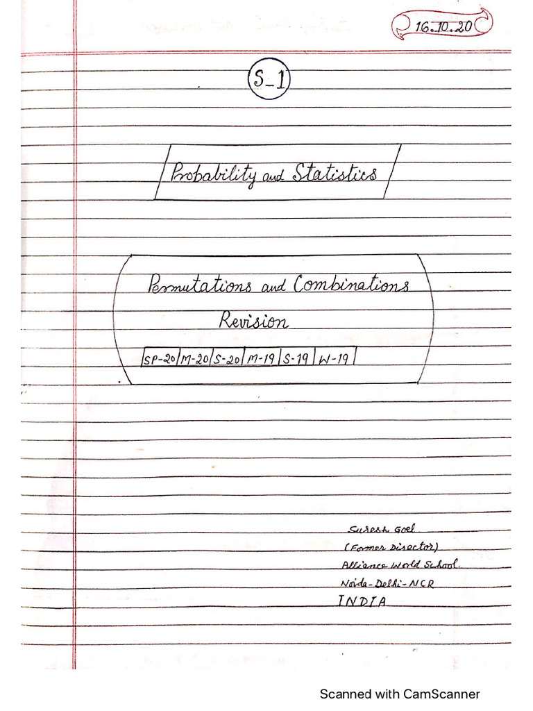 s1 Permutations and Combinations Revision | PDF